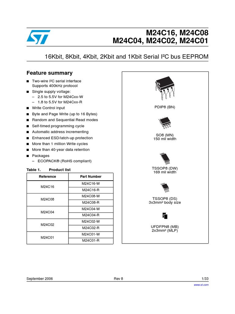 24C16 | PDF | Digital Electronics | Computer Hardware