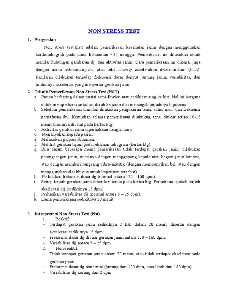 Non Stress Test (NST) | PDF | Kesehatan Holistik
