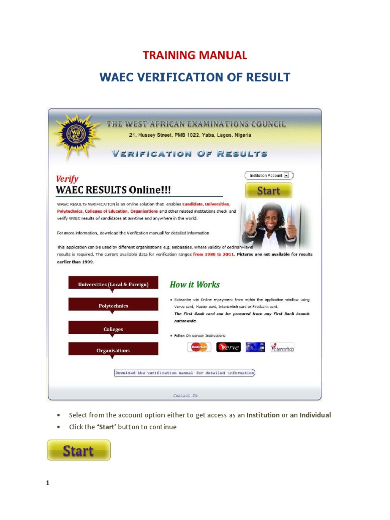 WAEC CERTIFICATE ONLINE - How Verify Waec Results - Mywaec - NG | PDF ...