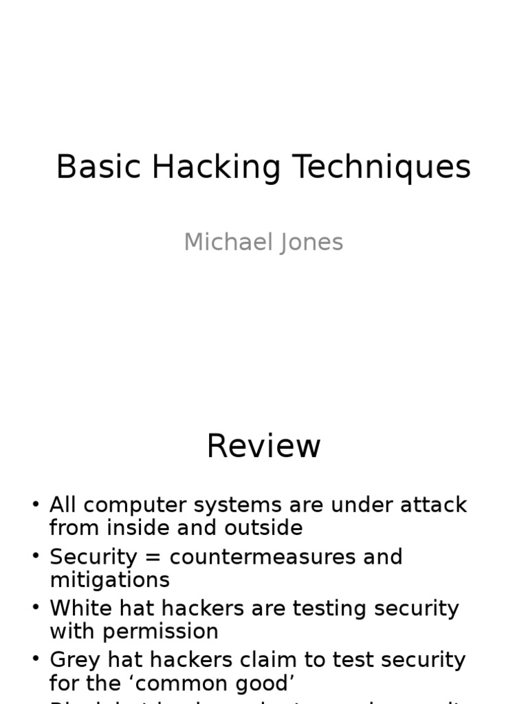 EH-Basic Hacking Techniques | PDF | Security Hacker | White Hat ...