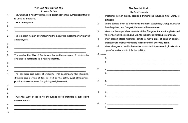 The Korean Way of Tea (Kernel Sentence) | PDF