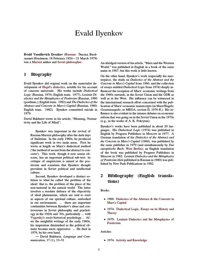 Evald Ilyenkov | PDF | Philosophical Traditions | Philosophical Theories
