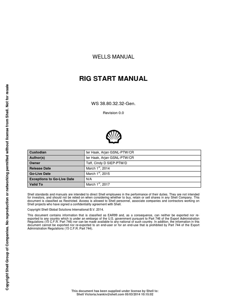 Rig Start Manual | PDF | Drilling Rig | Project Management