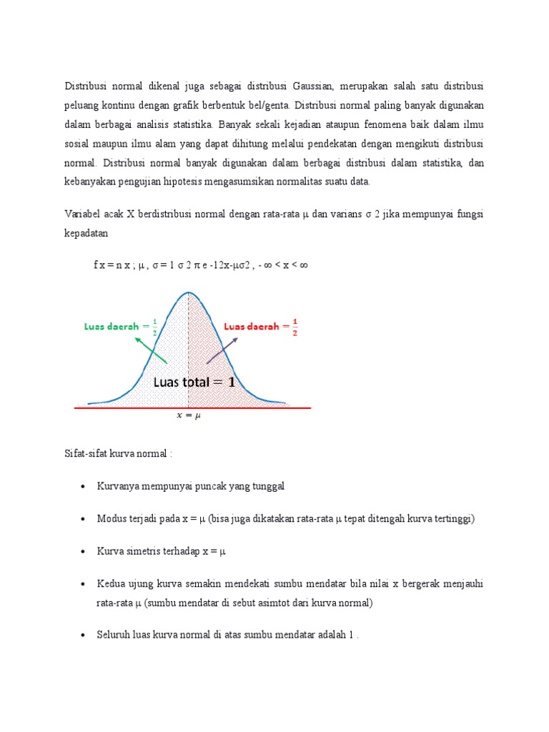 Distribusi Normal Dikenal Juga Sebagai Distribusi Gaussian | PDF