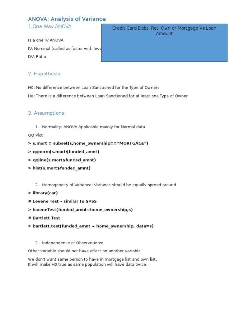 ANOVA: Analysis of Variance | PDF
