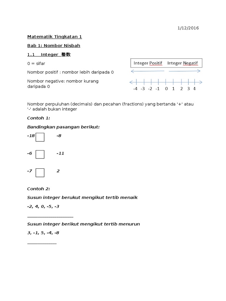Matematik Tingkatan 1 | PDF