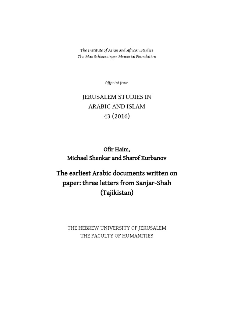 The Earliest Arabic Documents Written On | PDF | Arabic | Linguistics