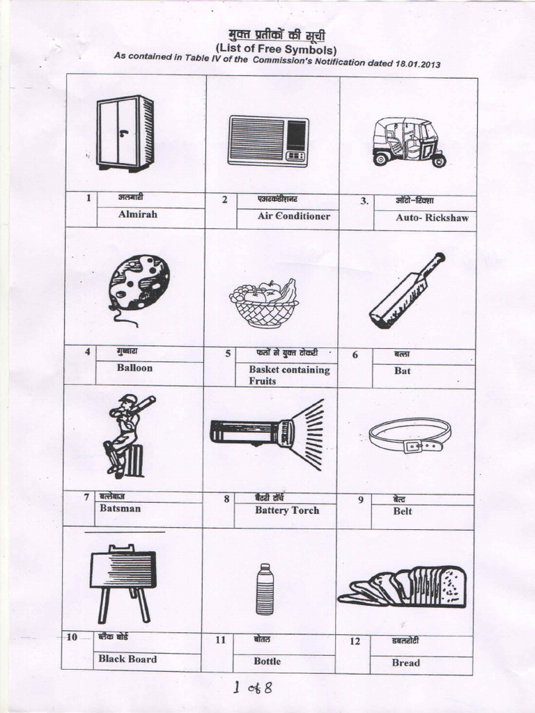 List of Free Symbols Released by The Election Commission | PDF