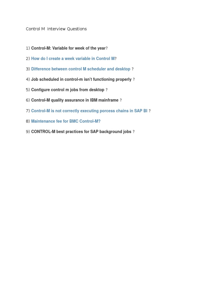 Control M Interview Questions | PDF | Computer Architecture | Classes ...