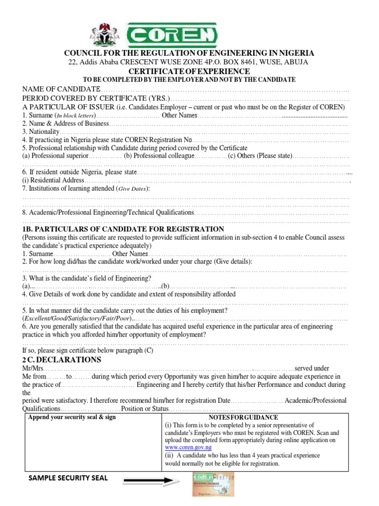 CertificateOfExperience Updated | PDF