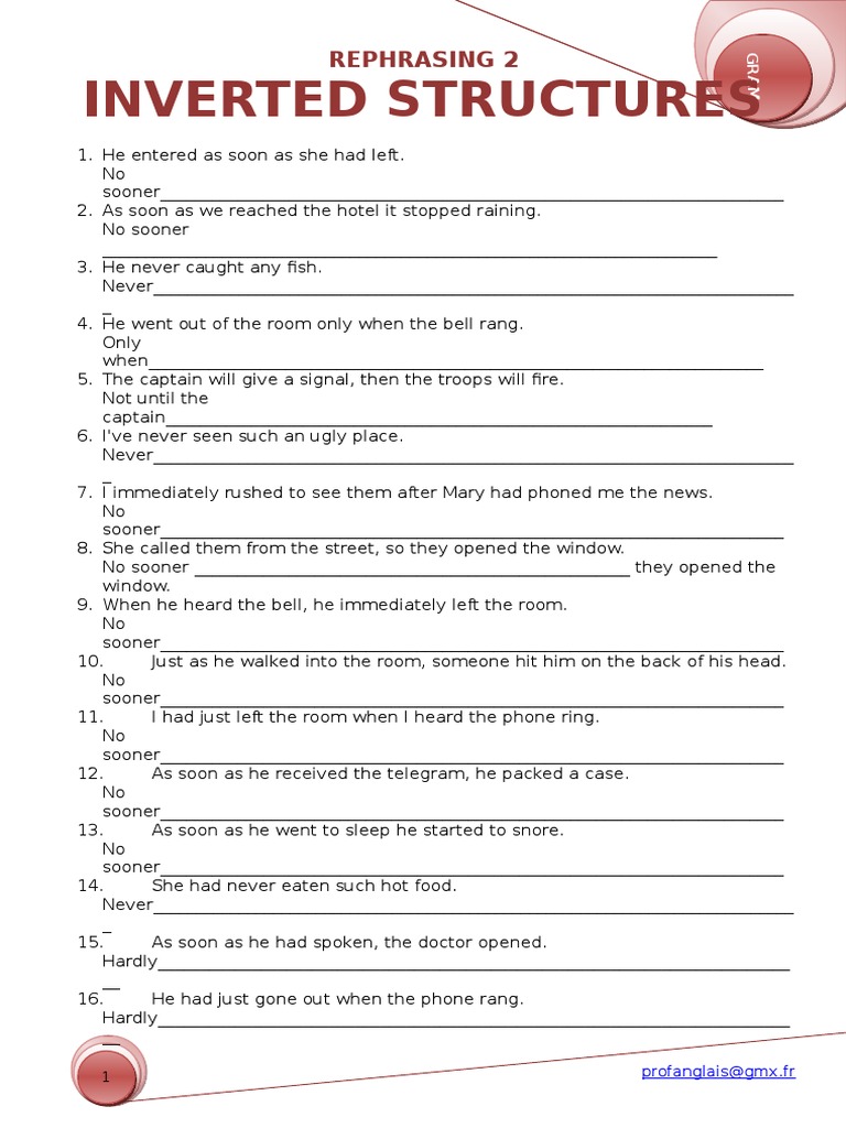 1048 Rephrasing 2 Inverted Structures | PDF