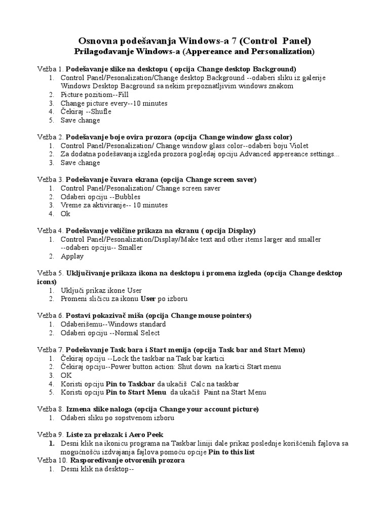 Osnovna Podesavanja WINDOWS OS | PDF