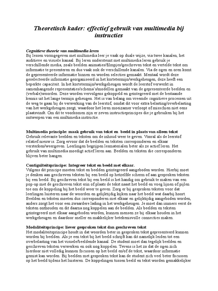 Theoretisch Kader Multimedia Gebruik | PDF