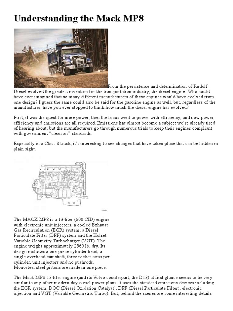 Mack MP8 Engine Insights | PDF | Fuel Injection | Diesel Engine