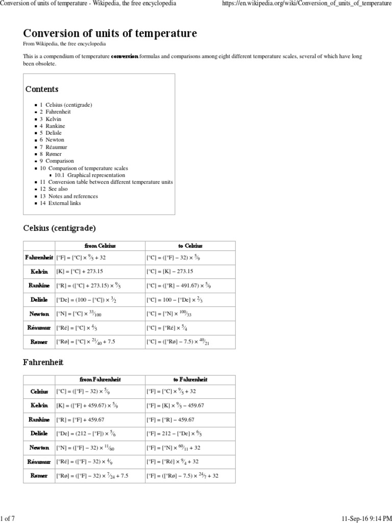 Conversion of Units of Temperature PDF | PDF | Fahrenheit | Celsius