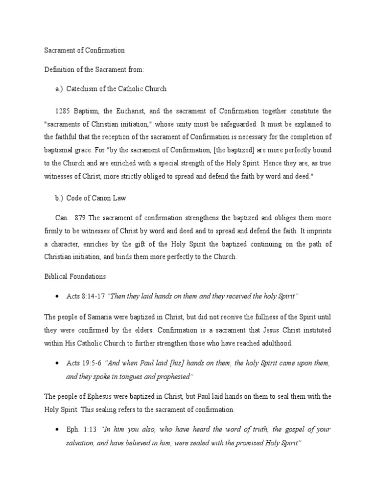 The Sacrament of Confirmation: Its Definition, Biblical Foundations ...