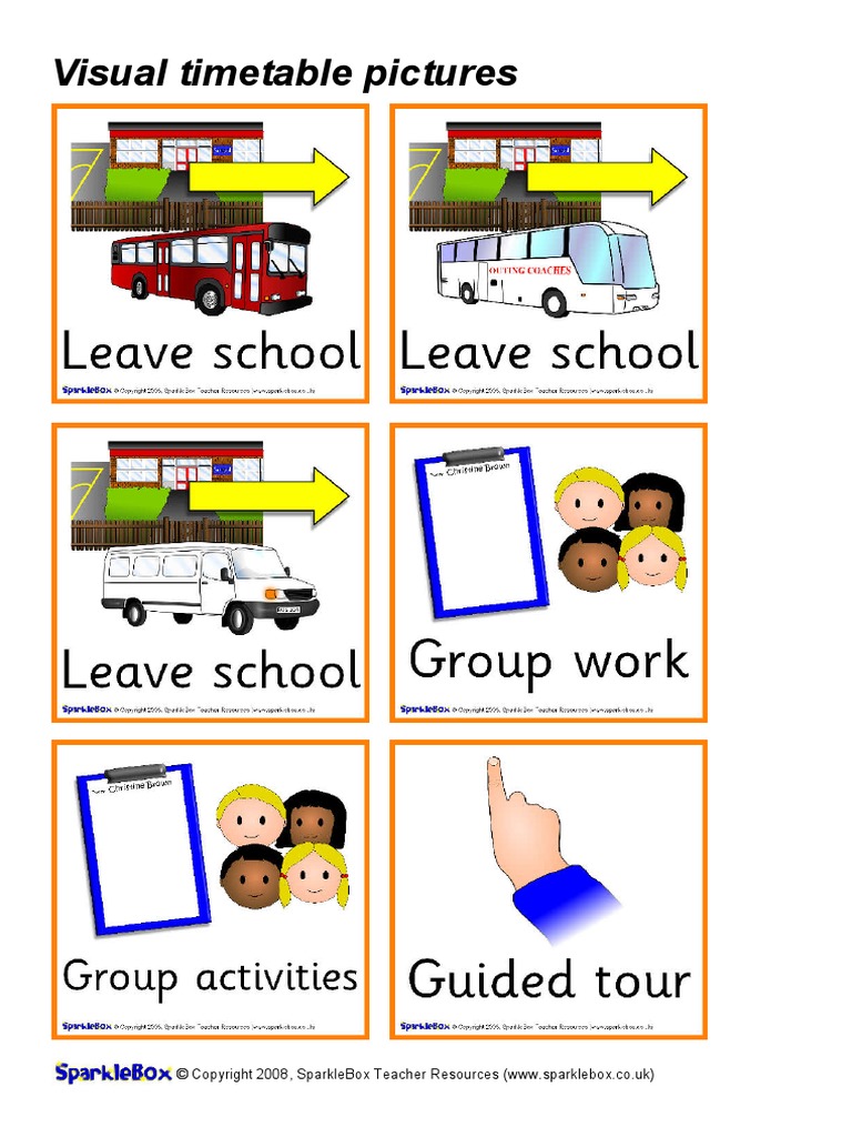Visual Timetable Pictures | PDF