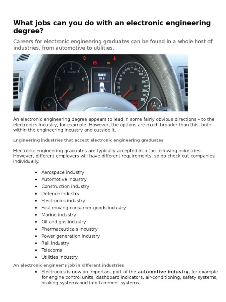 What Jobs Can You Do With An Electronic Engineering Degree | PDF ...