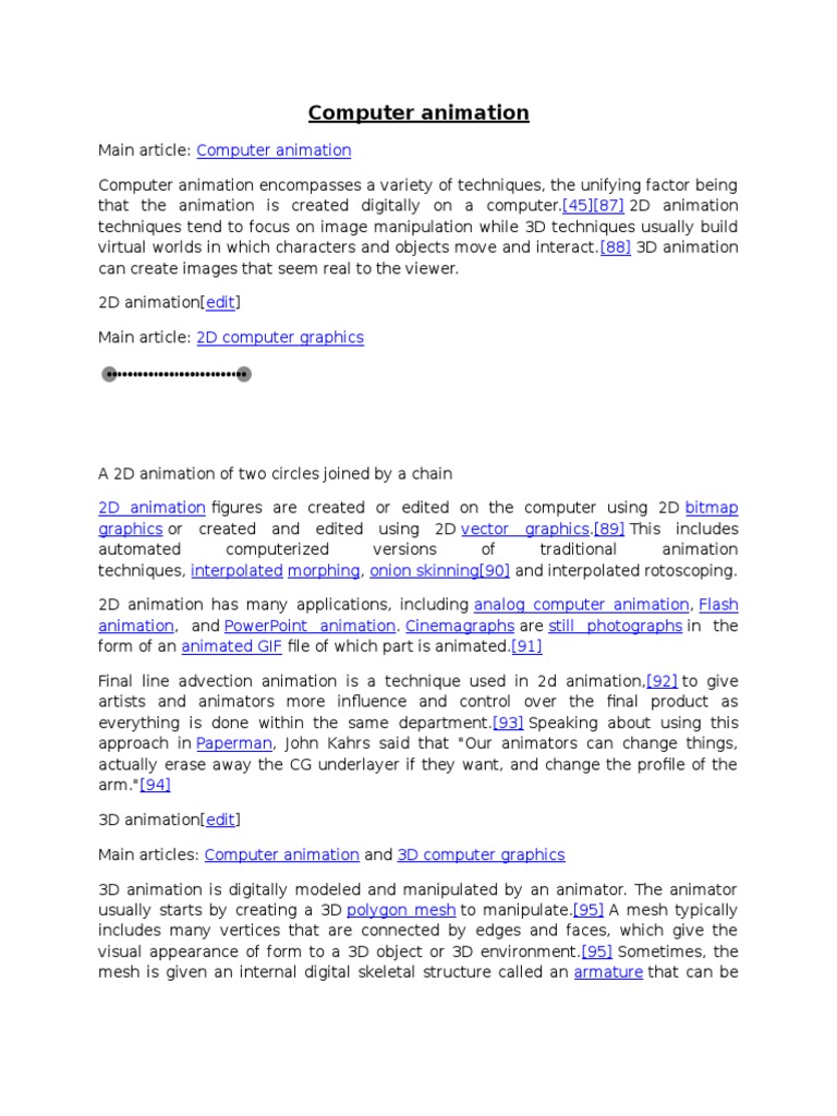 Computer Animation | PDF | Animation | 2 D Computer Graphics