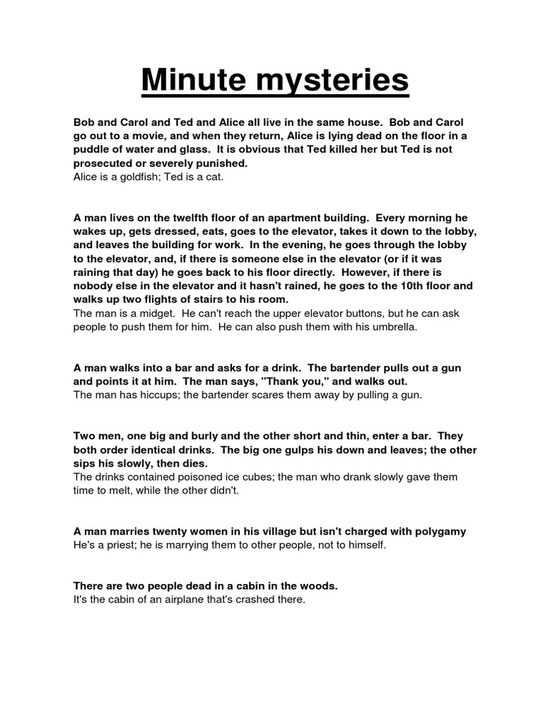 Mystery Brain Teasers | PDF