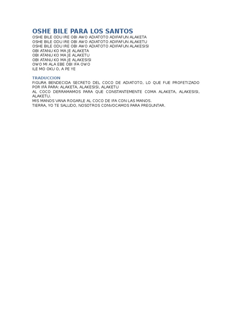 Oshe Bile para Los Santos | PDF