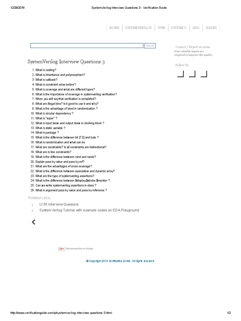 Systemverilog Interview Questions 3: Home Systemverilog Uvm System C ...