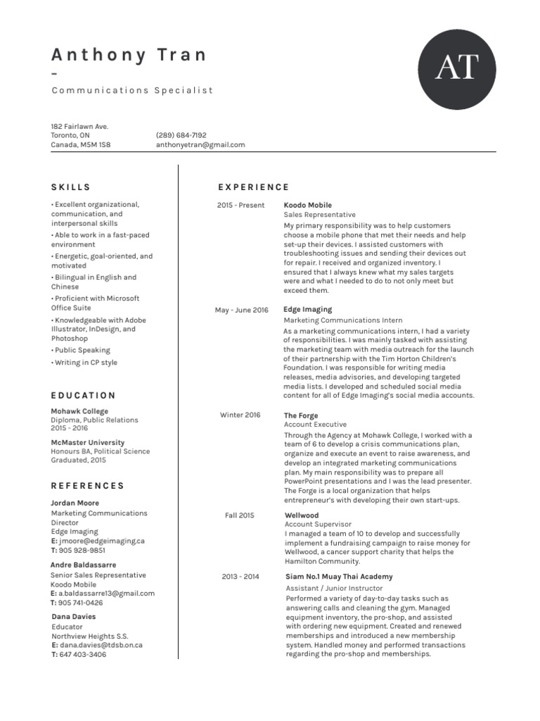 Anthony Resume | PDF | Communication | Business