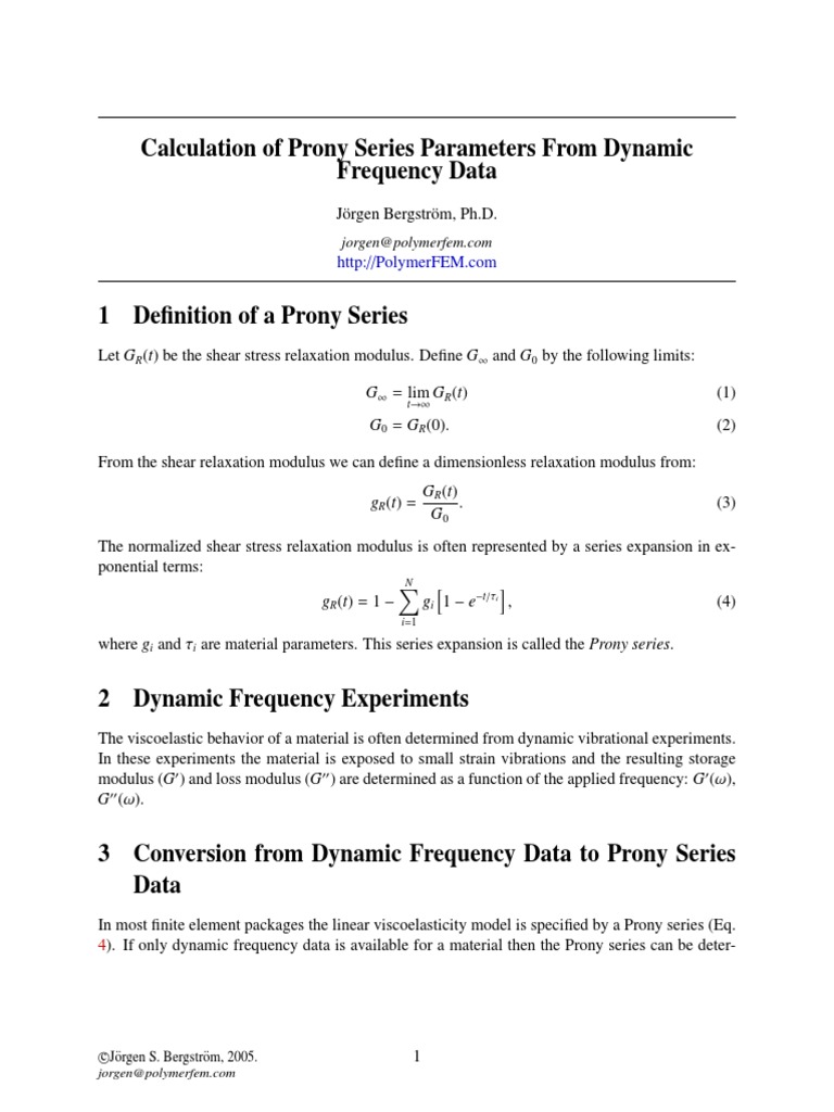 Prony Series Parameter Calculation Guide | PDF | Teaching Methods ...