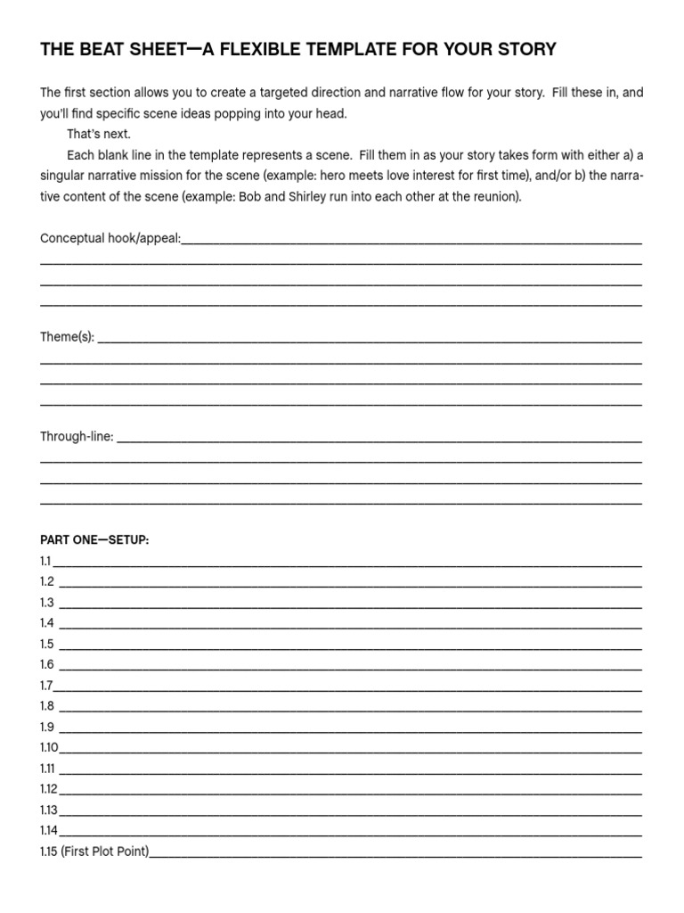 Story Beat Sheet Template Guide | PDF | General Fiction