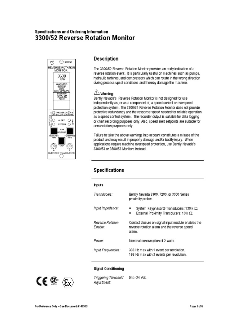 Bently Reverse Rotation Protection | PDF | Relay | Electrical Engineering
