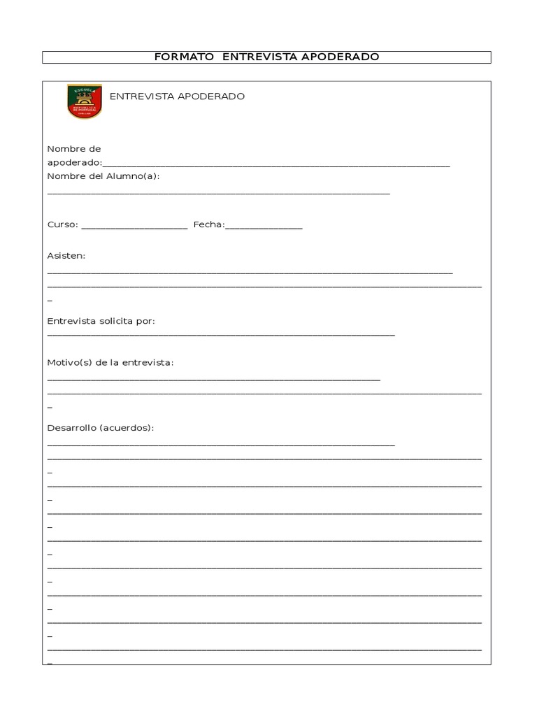 Formato Entrevista Apoderado | PDF