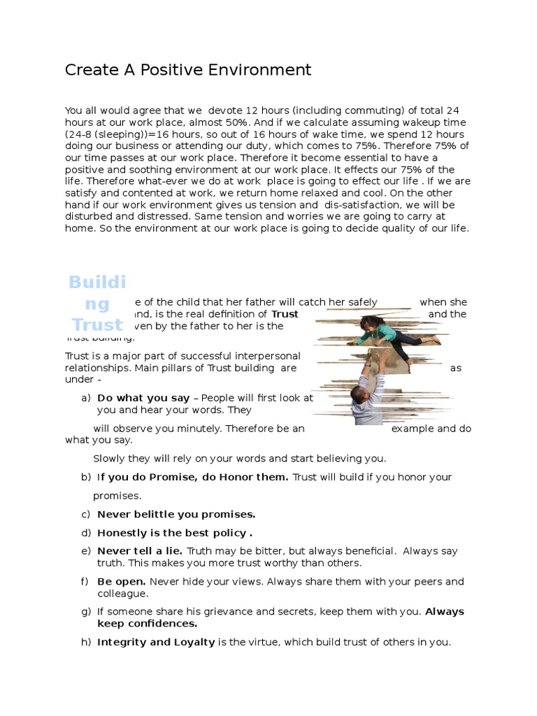 Create A Positive Environment | PDF | Expert | Action (Philosophy)