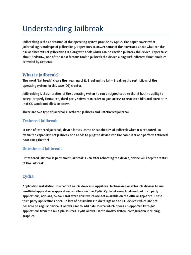 Understanding Jailbreak | PDF | Ios | Mobile Phones