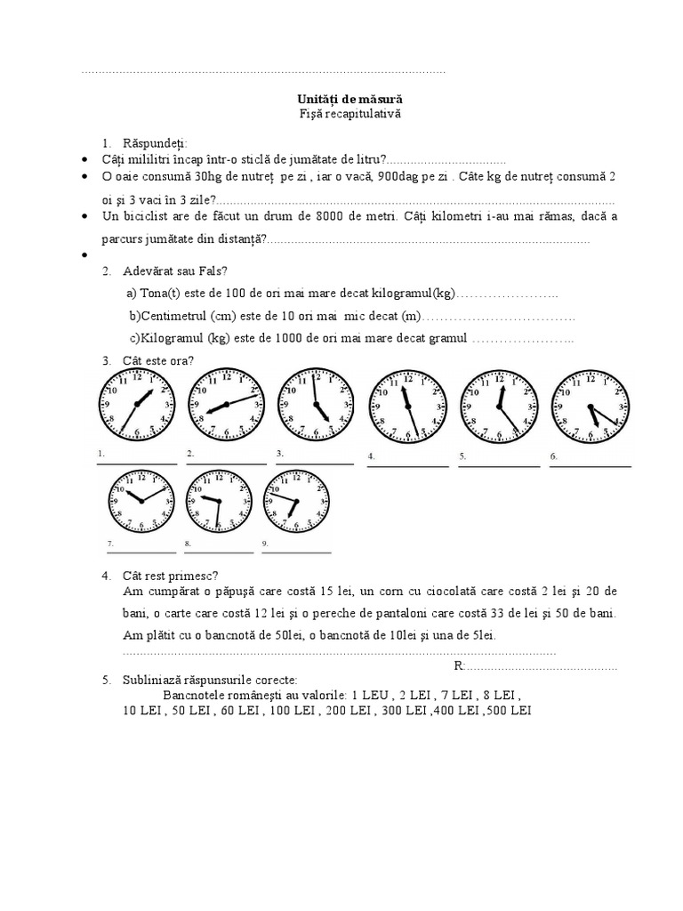 Fisa Unitati - de - Masura | PDF