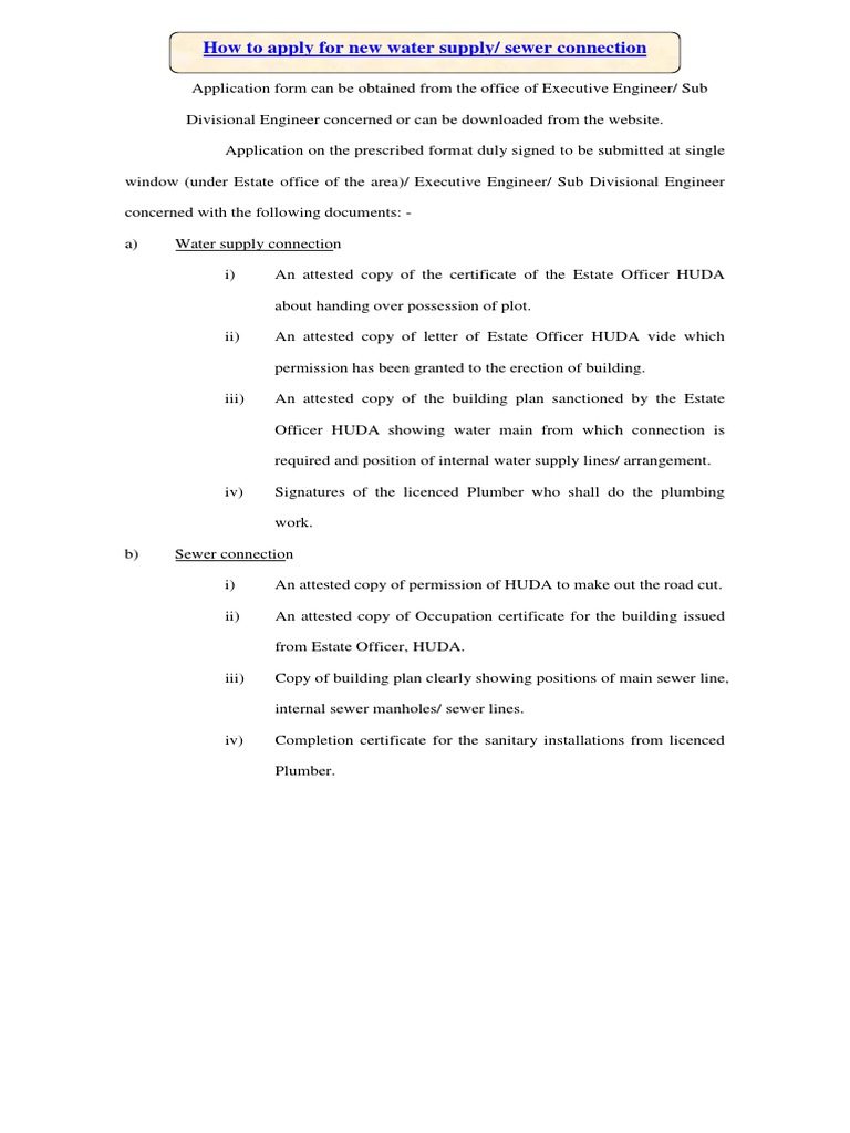 Water Sewerage Connection | PDF | Plumbing | Sanitary Sewer