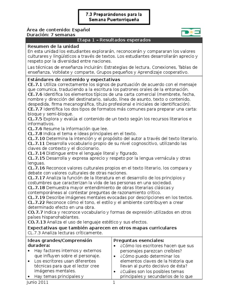 Preparación para la Semana Puertorriqueña | PDF | Lectura (proceso ...