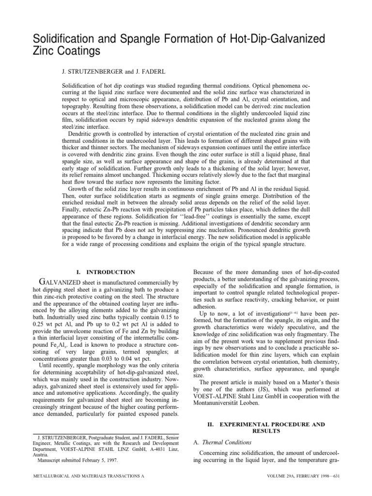 Spangle Formation | PDF | Galvanization | Crystal Structure