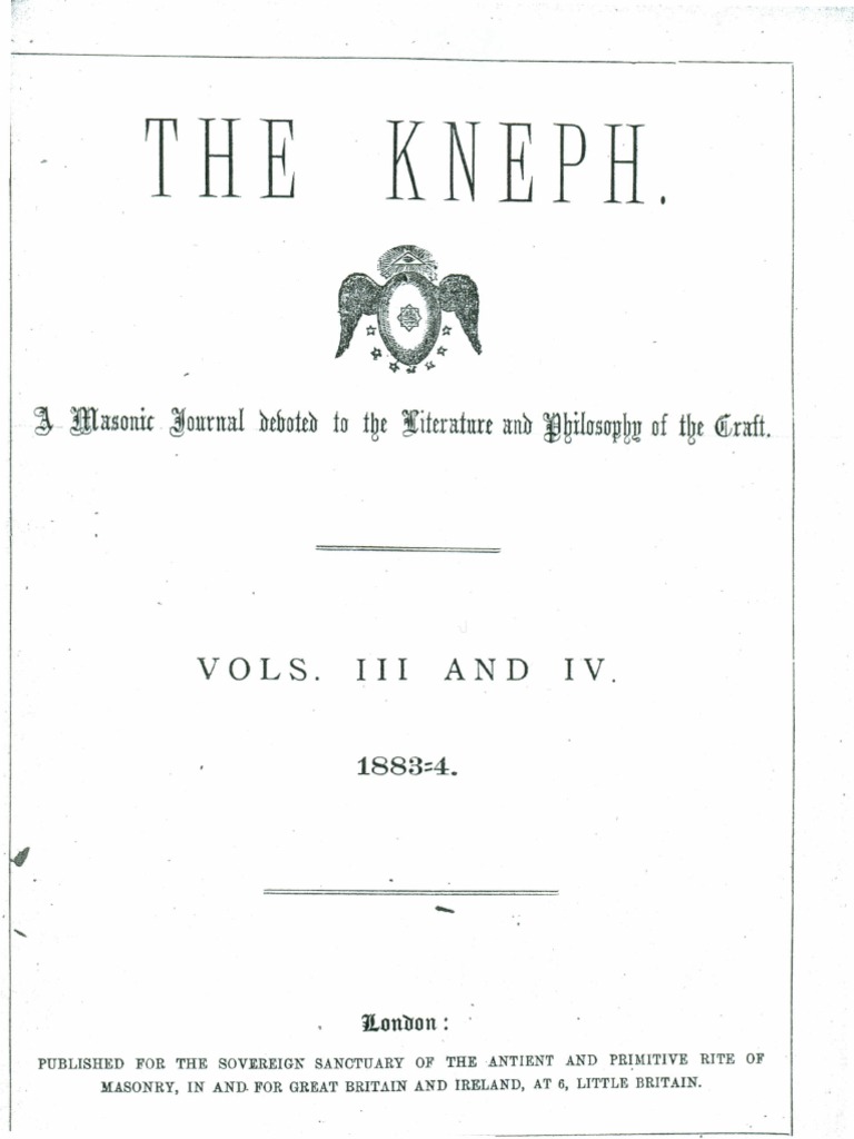 The Kneph V.III-IV-1 - 1883-4 PDF | PDF | Freemasonry | Masonic Lodge