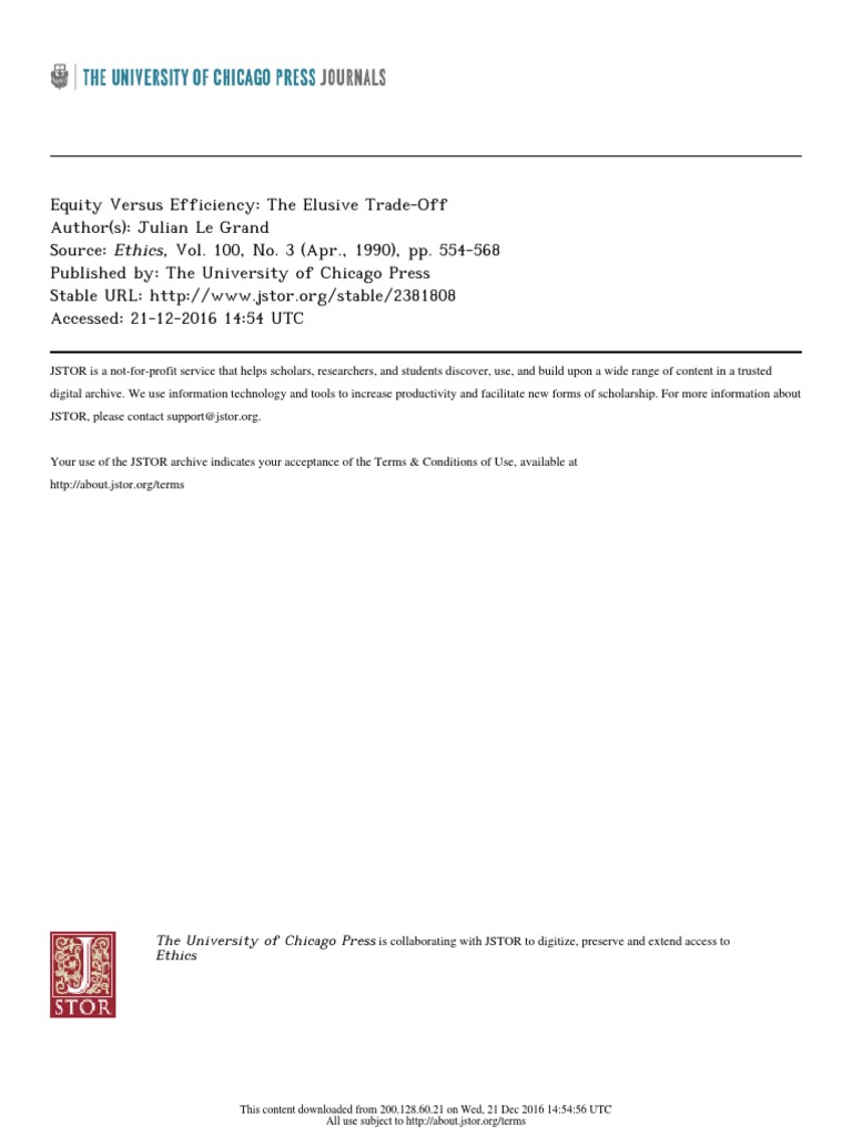 Equity-Efficiency Trade-Off Explained | PDF | Pareto Efficiency | Utility