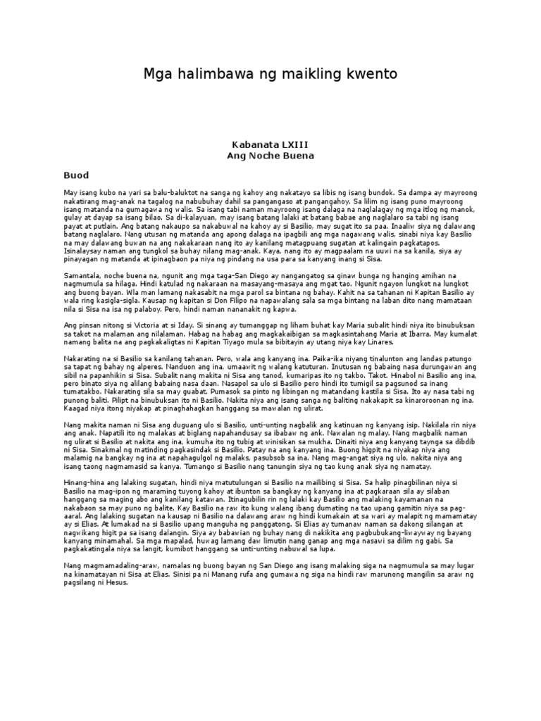 Mga Halimbawa Ng Maikling Kwento