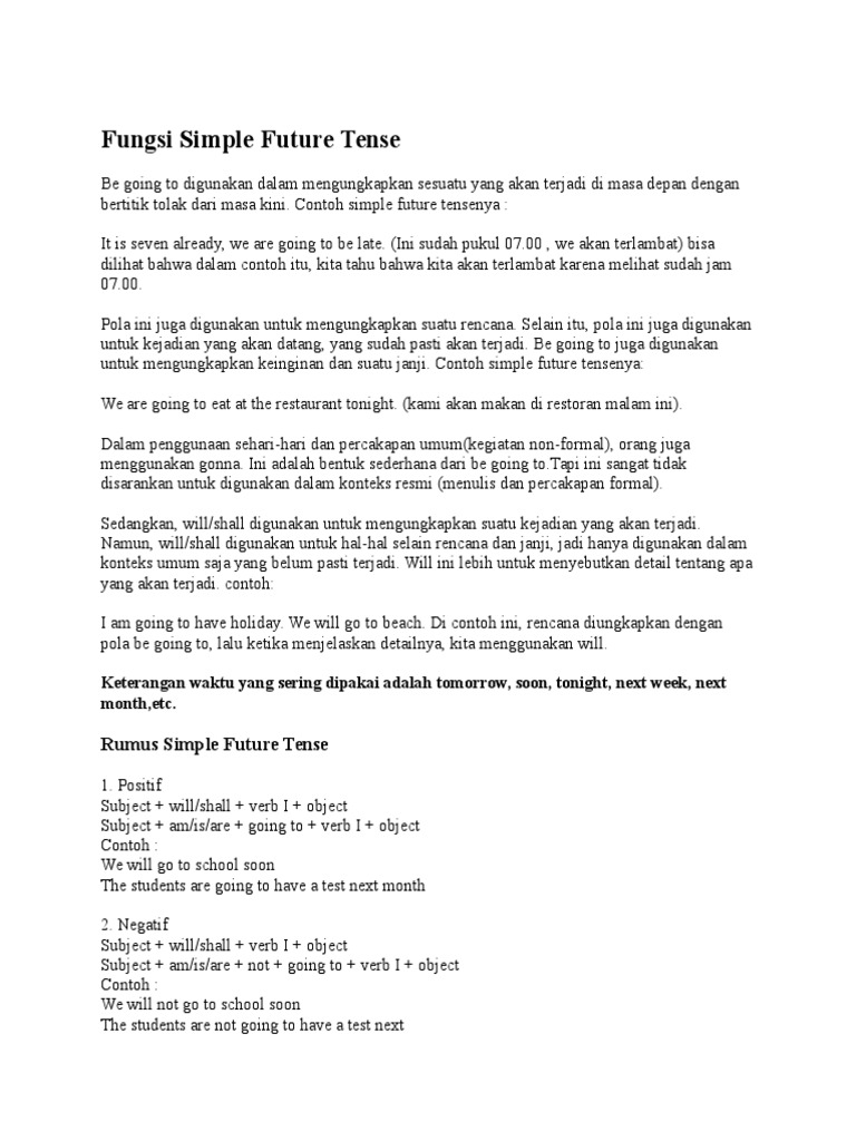 Simple Future Tense | PDF