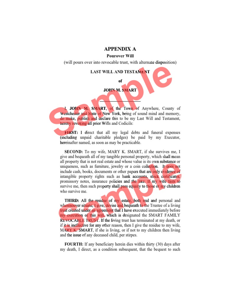 Sample Sample: Appendix A | PDF | Trust Law | Will And Testament