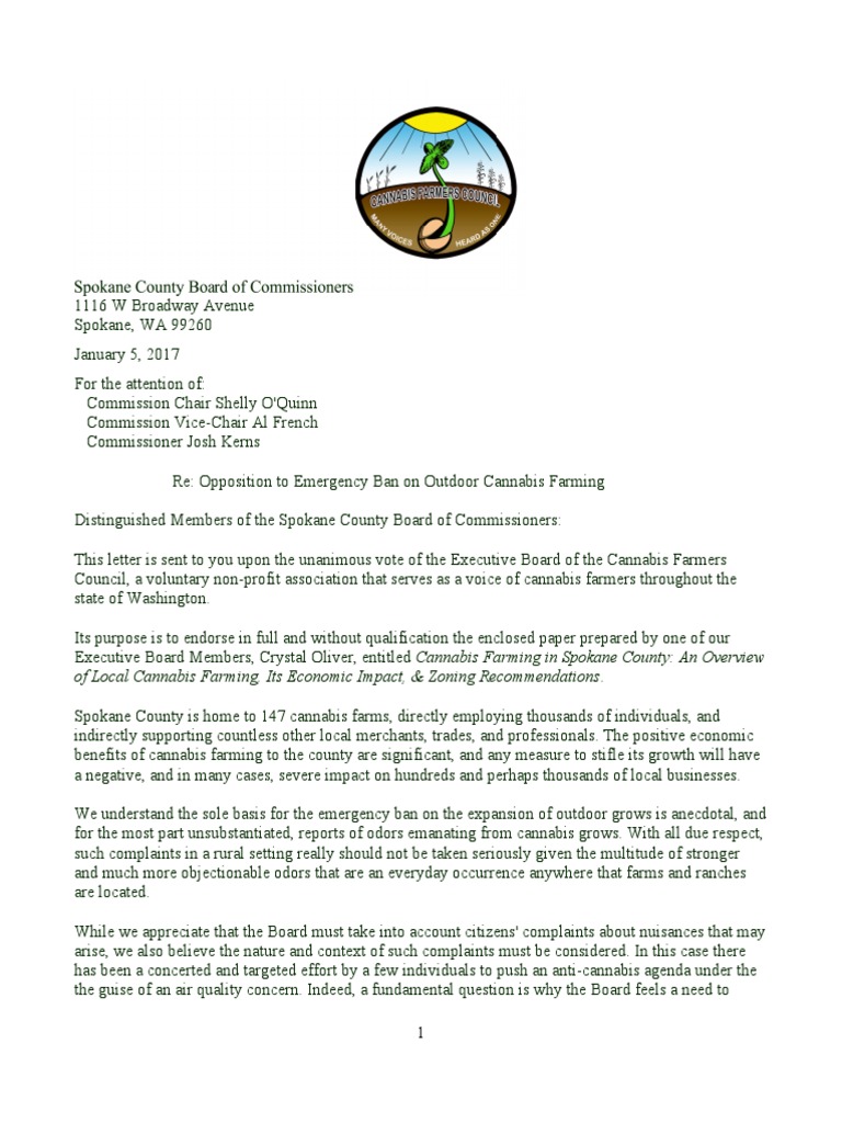 Letter To Spokane County Board of Commissioners | PDF | Odor | Agriculture