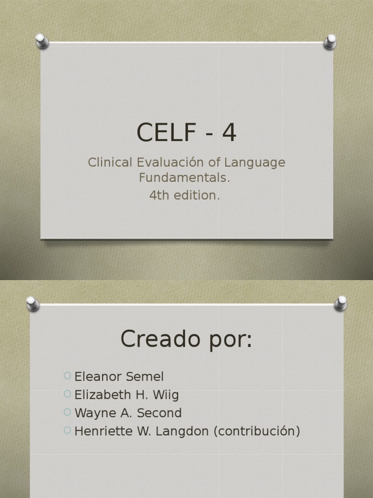 Evaluación CELF-4 para Desórdenes del Lenguaje | PDF | Palabra ...