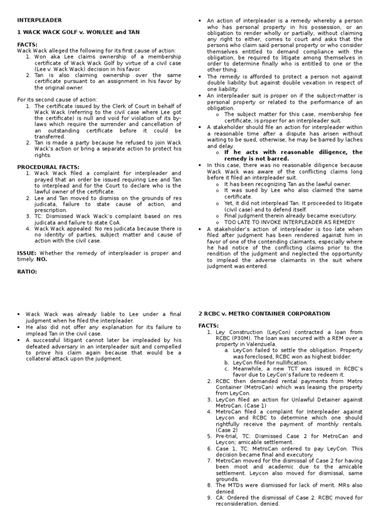 1 Interpleader Cases 1 10 | PDF | Lawsuit | Res Judicata