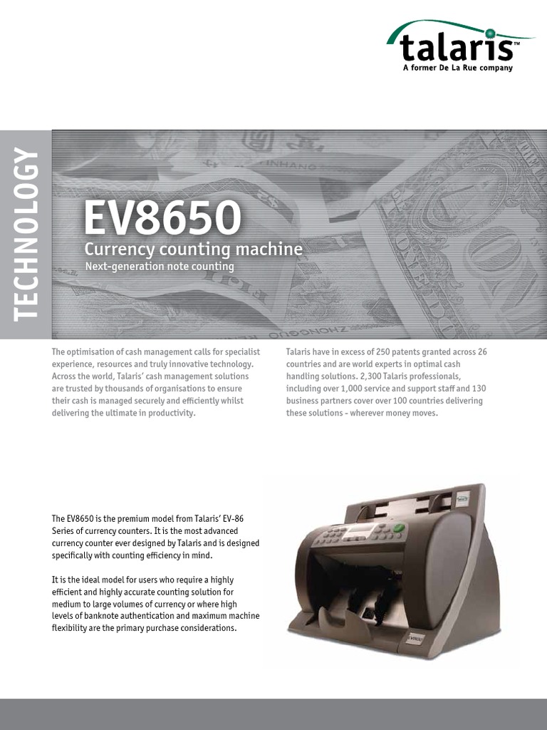 EV8650 Datasheet - Low Res | PDF | Banknote | Ultraviolet