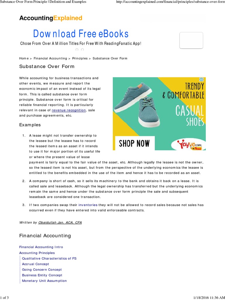 Substance Over Form in Accounting | PDF