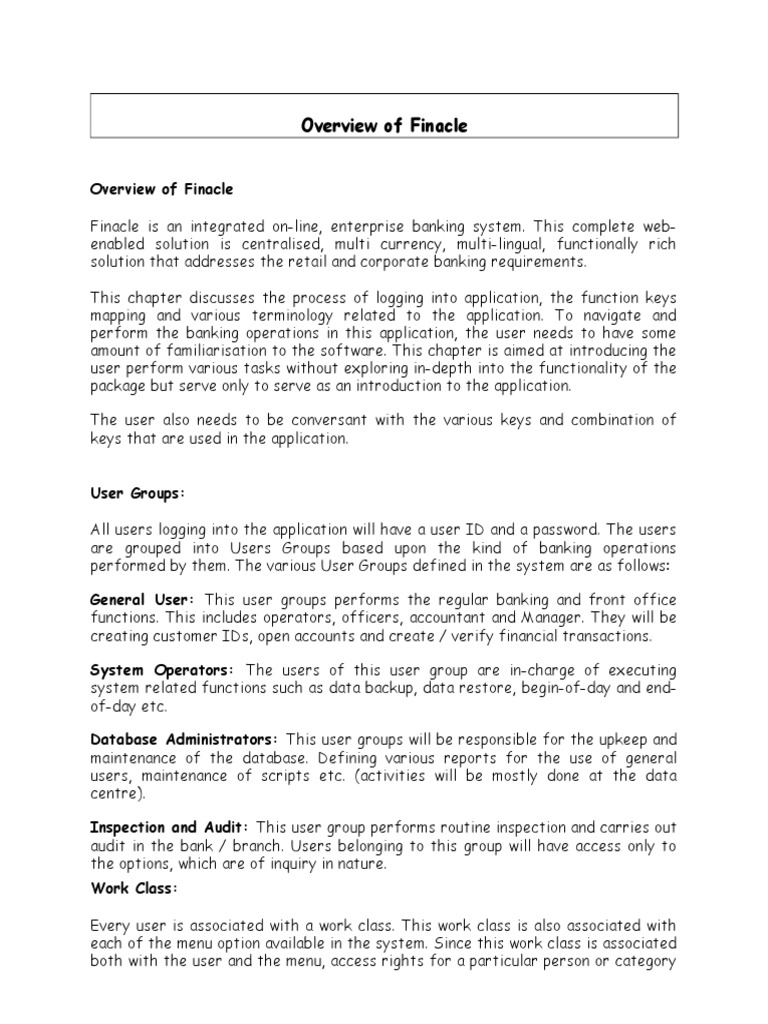 Overview of Finacle | PDF | Button (Computing) | Web Application