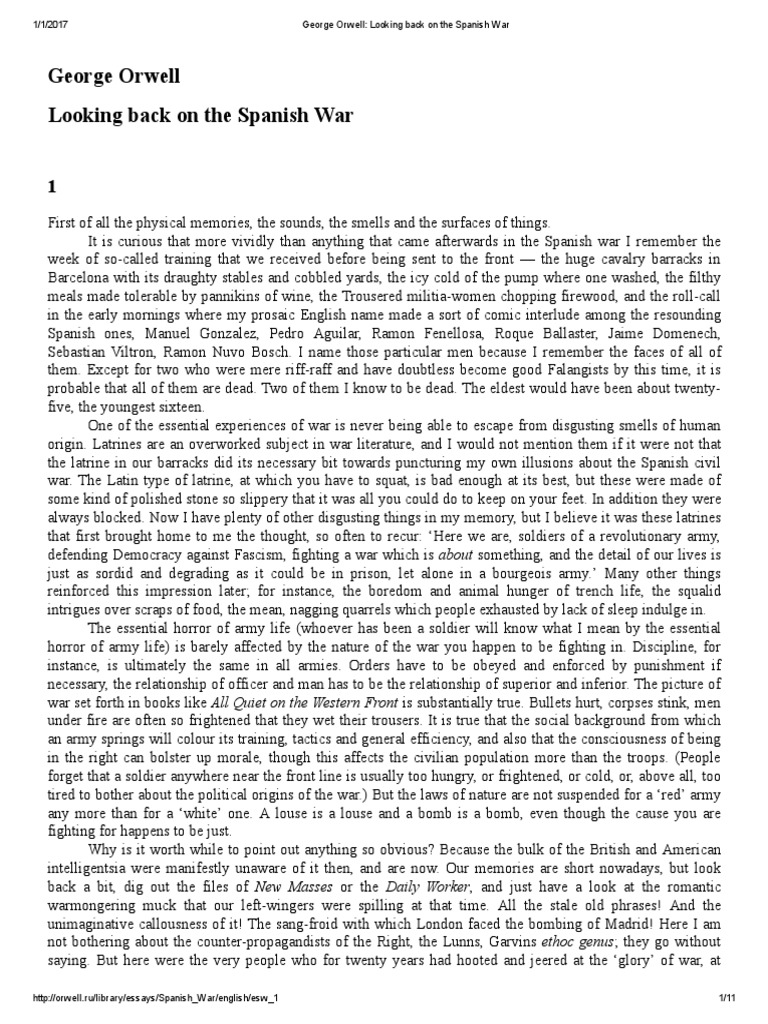 George Orwell - Looking Back On The Spanish War | PDF | Slavery | Fascism