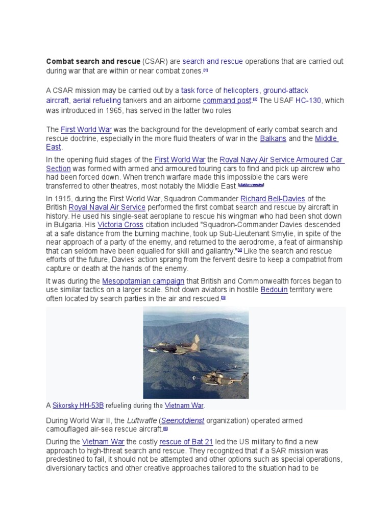 Combat Search and Rescue (CSAR) Are: Seenotdienst | PDF | Military ...